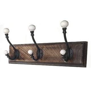 Triple Iron Hooks With Ceramic Knobs On Wood Base - Bed Bath & Beyond ...