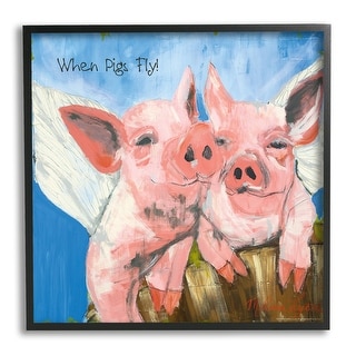 Stupell When Pigs Fly Phrase Charming Angel Winged Hogs Framed Wall Art ...