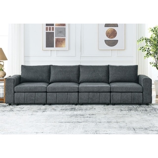 Grey Multifunctional Modular Upholstered Sofa Modern Sectional Couch ...