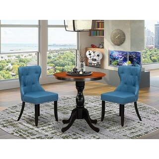 East West Furniture 3 Piece Dinette Set- a Round Dining Table and 2 ...