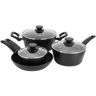Oster Connelly 7 Piece Textured Nonstick Aluminum Cookware Set in Black - Bed Bath & Beyond ...