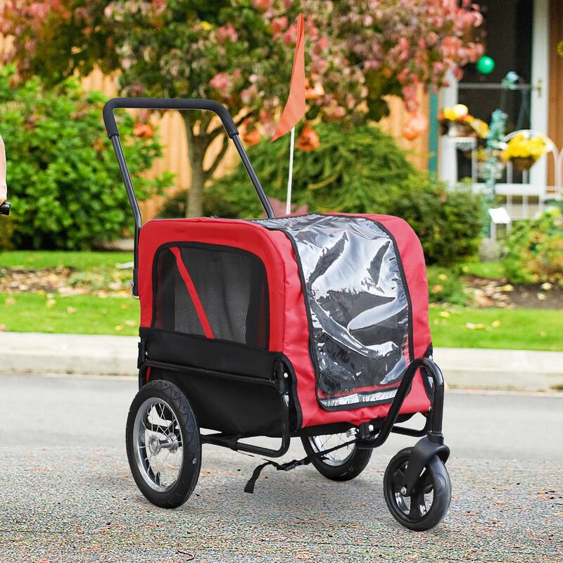 Aosom 2-in-1 Small-Dog Bike Trailer and Bike Stroller, Dog Accessories ...
