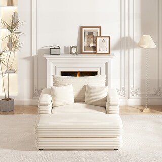 Beige Corduroy Sectional Sofa Floor Sofa Deep Seat Couch with Pillow ...