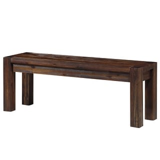 Acacia Wood Bench with Tenon Corner Joints and Block Legs, Brown - Bed ...