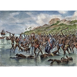 Magellan Death 1521. /Nthe Death Of Ferdinand Magellan On Mactan Island ...