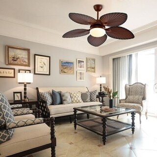 52" Retro Ceiling Fan LED Light Wood 5 Blades with Remote - 52'' - On ...
