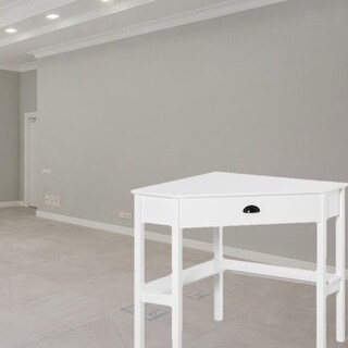 Compact Corner Desk with Drawer and Shelves for Small Spaces, Triangle ...