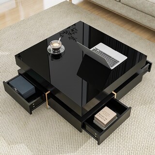 Square Storage Coffee Table with 4 Drawers - On Sale - Bed Bath ...