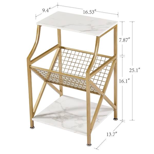 Modern 3-tier Open Storage Shelf Side Table Magazine Holder - Bed Bath ...