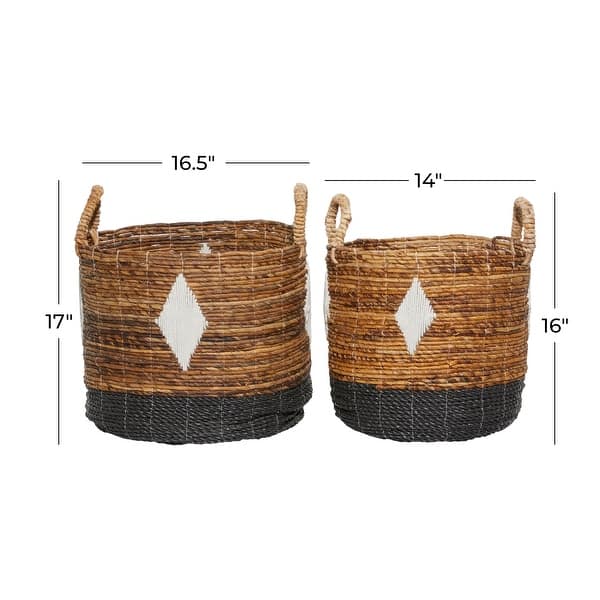 Brown Banana Leaf Contemporary Storage Basket (Set of 2) - S/2 17", 16 ...