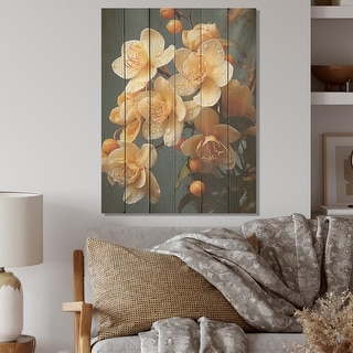 Designart "Golden Opulence" Orchids Wood Wall Decor - Traditional ...
