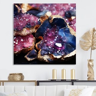 Designart "Purple And Gold Gemstone Healing" Stone Geode Wall Decor ...