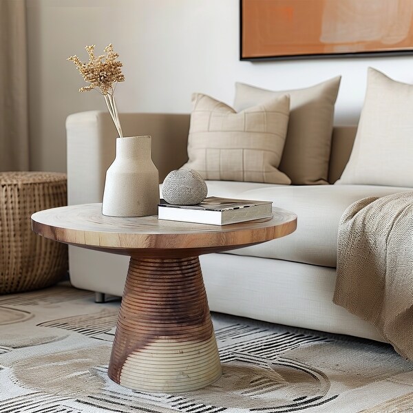 BoHo Modern Natural Wood Oval Coffee Table - On Sale - Bed Bath ...