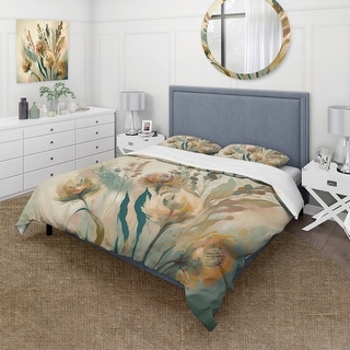 Designart "Wild Flowers In Faded Vintage Colours III" Beige Traditional ...