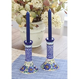 Blue Rose Polish Pottery 293 Vena Candlestick Pair - Bed Bath & Beyond ...