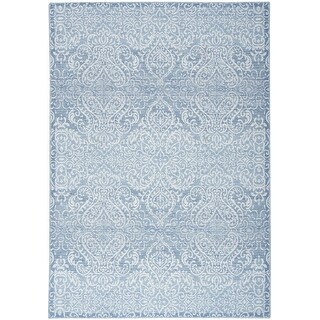 HomeRoots 5' X 7' Aqua Damask Distressed Washable Area Rug - 87 - Bed ...
