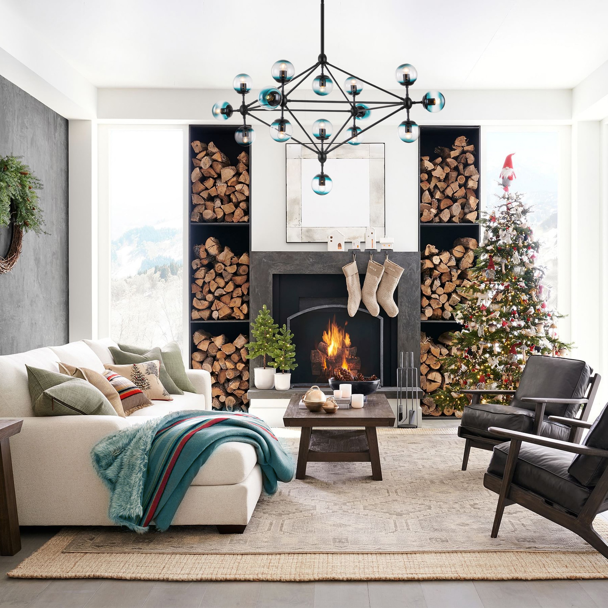 10-Light Modern Glam Linear Sputnik Glass Globe Bubble Chandelier for ...