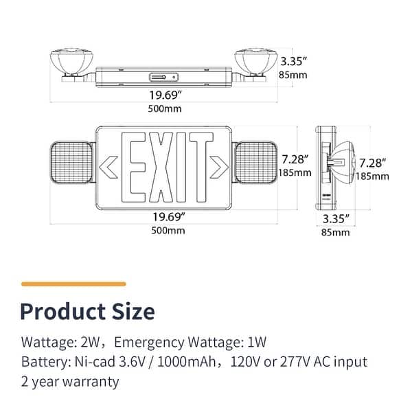 LEDONE LED Exit Sign & Emergency Light, Green Exit Light, Back up ...
