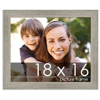18x16 Distressed/Aged Contrast Grey Complete Wood Picture Frame with UV ...