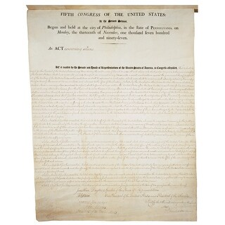 Alien And Sedition Acts Of 1798 Handwritten Document Dated July 6 1798 ...