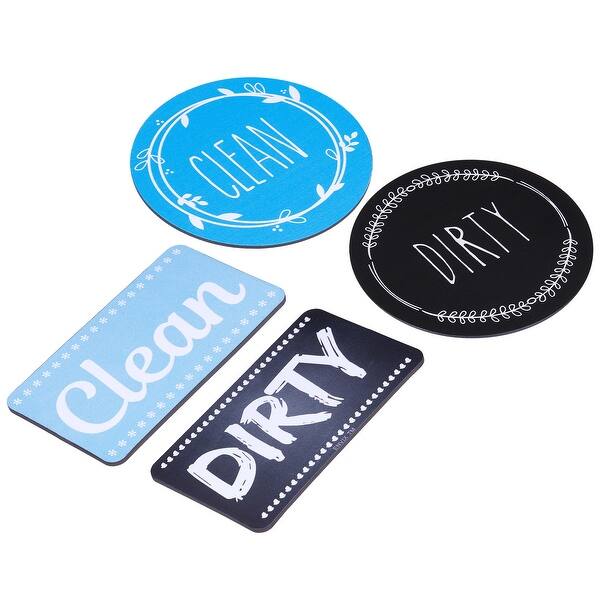 Dishwasher Magnet Clean Dirty Sign Black-Blue Double-sided Use 1set ...