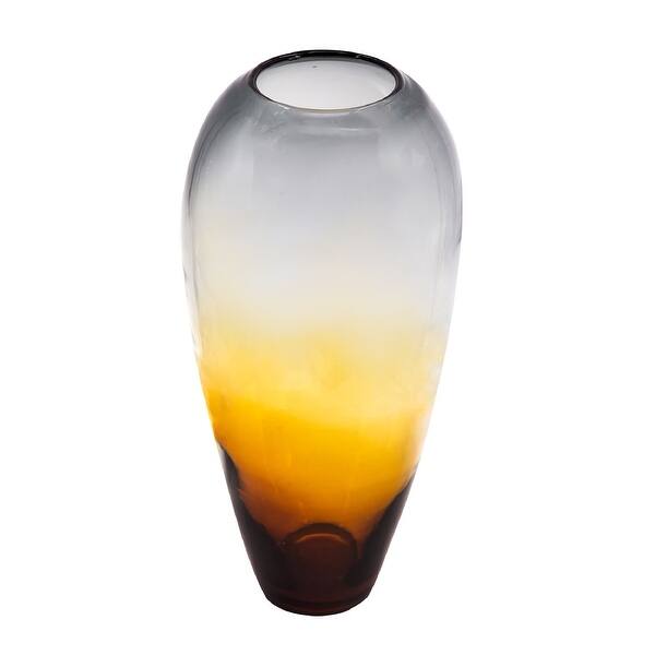 A&B Home Lourdes Hand-Made Ombre Glass Vase - Amber/Black - Bed Bath ...
