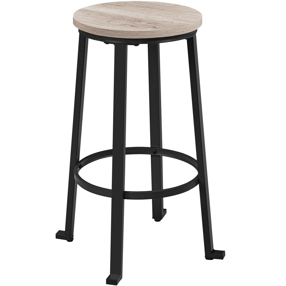 Yaheetech 2PCS Metal Bar Stools With Round Top Backless Barstools Rustic Brown N A