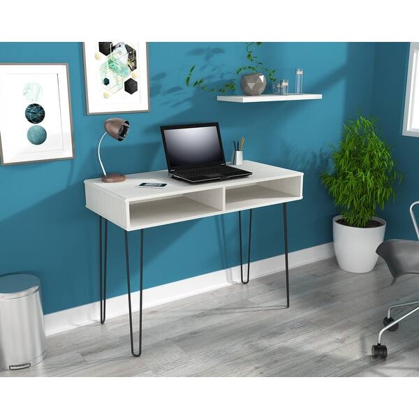 Inval Washed Oak Computer Desk with Open Storage - Bed Bath & Beyond ...