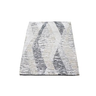 Hand Knotted Ivory Modern and Contemporary with Wool & Silk Oriental ...