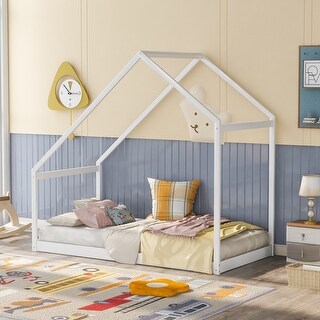 Twin Size Semi-enclosed Space Wooden House Bed - Bed Bath & Beyond ...