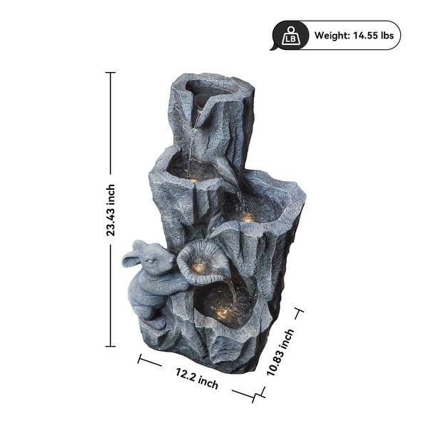 Polyresin Tiered Rock the shape of an imitative rabbit Statue Fountain ...