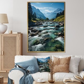 Designart "River Reflections III" Lakes & Rivers Framed Wall Art Living ...