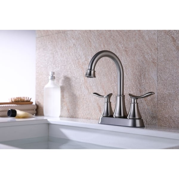 2-Handle 4-Inch Bathroom Faucets with Pop-up Drain and Supply Hoses ...