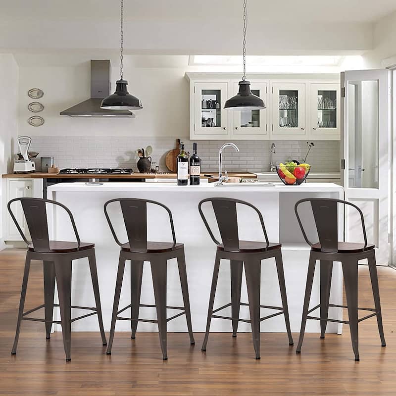 Andeworld farmhouse bar stools ,counter height bar stools set of 4 ...