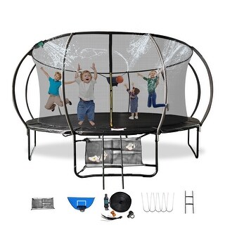 16FT Outdoor Big Trampoline With Backboard&ball,Light,Shoes Bag,Anchor ...