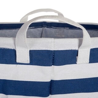 Pe coated cotton/poly laundry bin stripe nautical blue rectangle extra ...
