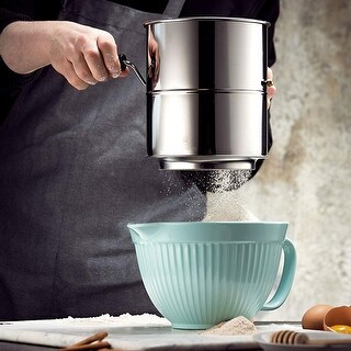 Stainless Steel Flour Sifter Hand Crank Baking Powdered Sugar Sieve ...