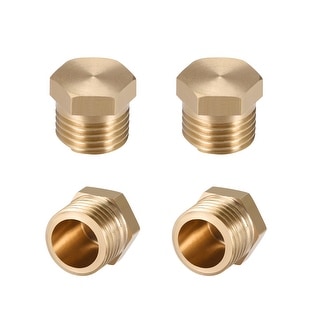 Brass Pipe Fitting,Cored Hex Head Plug 1/4"G Male Thread Coupling 4pcs ...