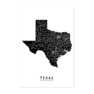 Texas Texas Black Map Maps Black White Minimal Urban Art Print/Poster ...