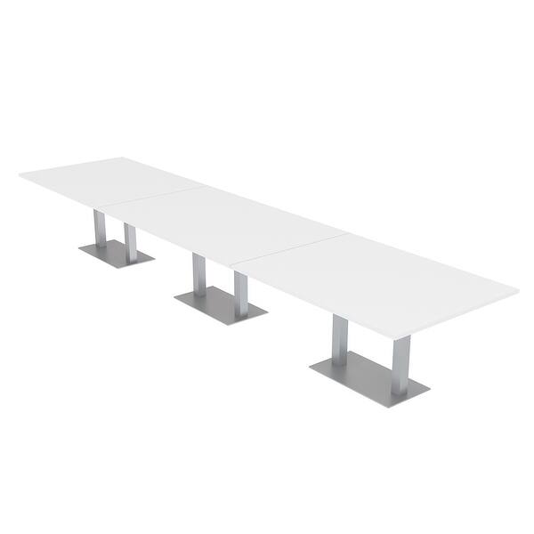 16 Ft Modular Rectangular Conference Table Metal T Bases Power Units ...