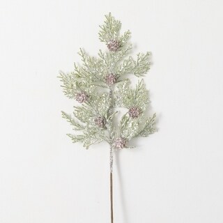 Artificial Frosted Cedar Stem Multicolor 15"H - Green - 6"L x 1"W x 15 ...