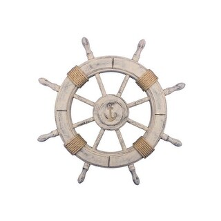 Rustic Decorative Ship Wheel With Anchor 24" - 24" L x 2" W x 24" H ...