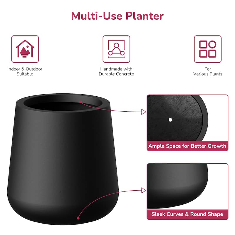 Curved Concrete Planter for Indoor and Outdoor Drainage - Overstock ...