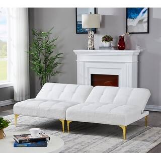 Convertible White Teddy Futon Recliner Loveseat Bed Armless Sofa - Bed ...