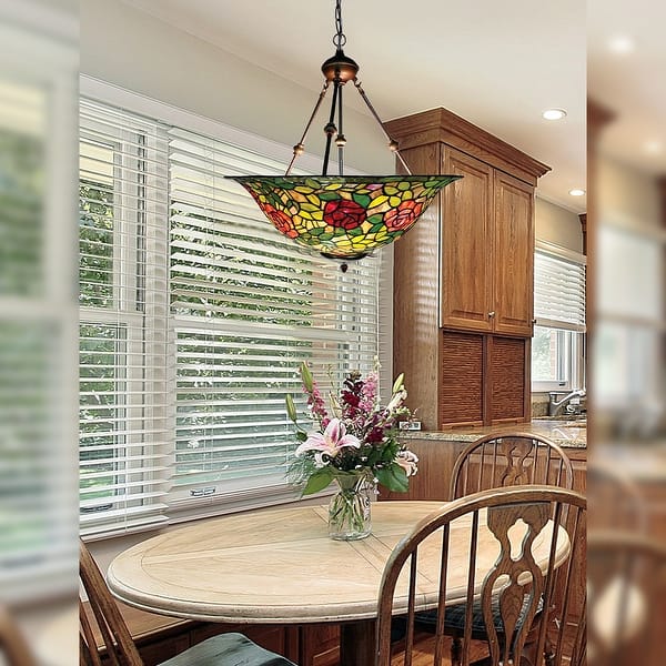 Rose Bush Inverted Tiffany Hanging Fixture - Dark Brown - Bed Bath ...