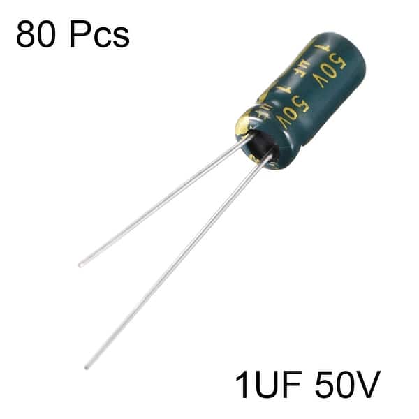 Aluminum Radial Electrolytic Capacitor Low ESR Green 1UF 50V 5x11mm - 1uF 50V 5x11 80pcs - Bed ...