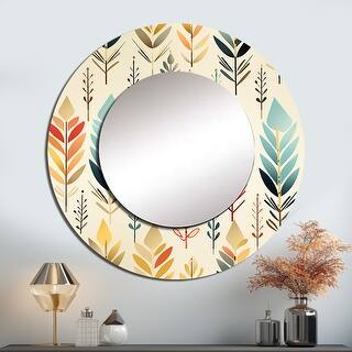 Designart "Ivory Boho Accents" Chevron Living Room Mirror - Beige Glam ...