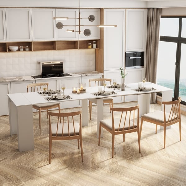 2 in 1 Multifunctional Extendable Console Table Dining Table for 4-8 ...