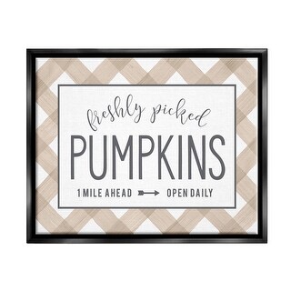 Stupell Freshly Picked Pumpkins Country Farm Plaid Sign Floater Frame ...