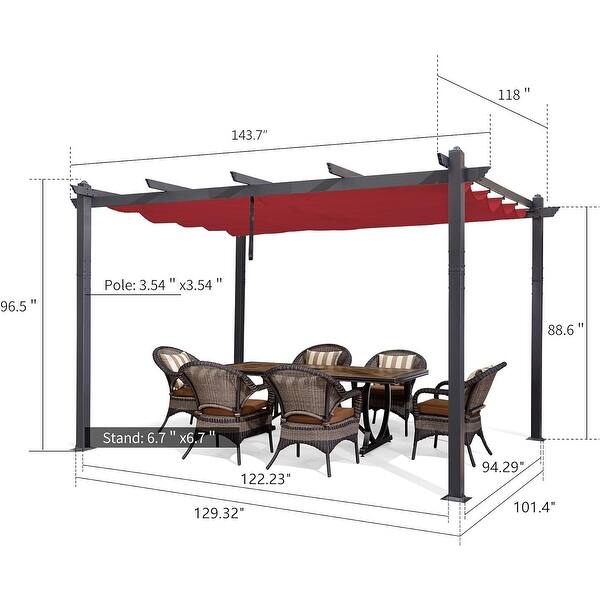 PURPLE LEAF Gazebo Outdoor Retractable Modern Yard Metal Grape Trellis ...